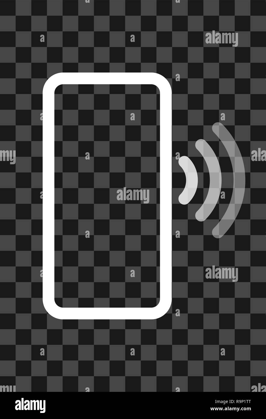 Smartphone with waves symbol icon - white transparent simple flat ...