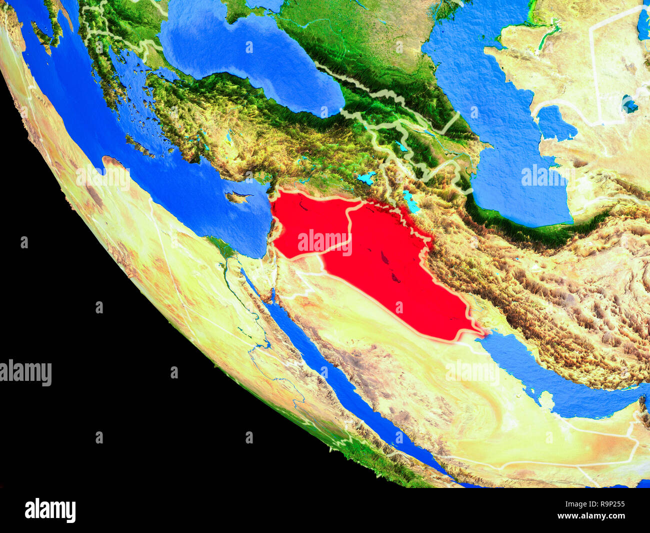 Islamic State on realistic model of planet Earth with country borders ...
