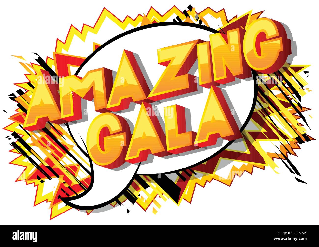 Amazing Gala - Vector illustrated comic book style phrase on abstract ...