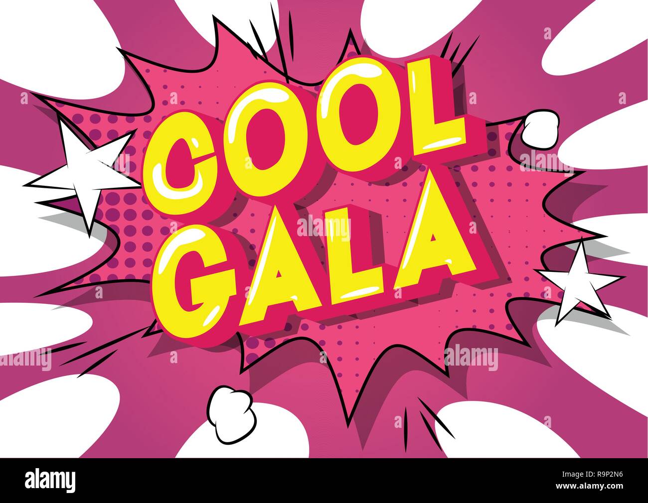 Cool Gala - Vector illustrated comic book style phrase on abstract ...
