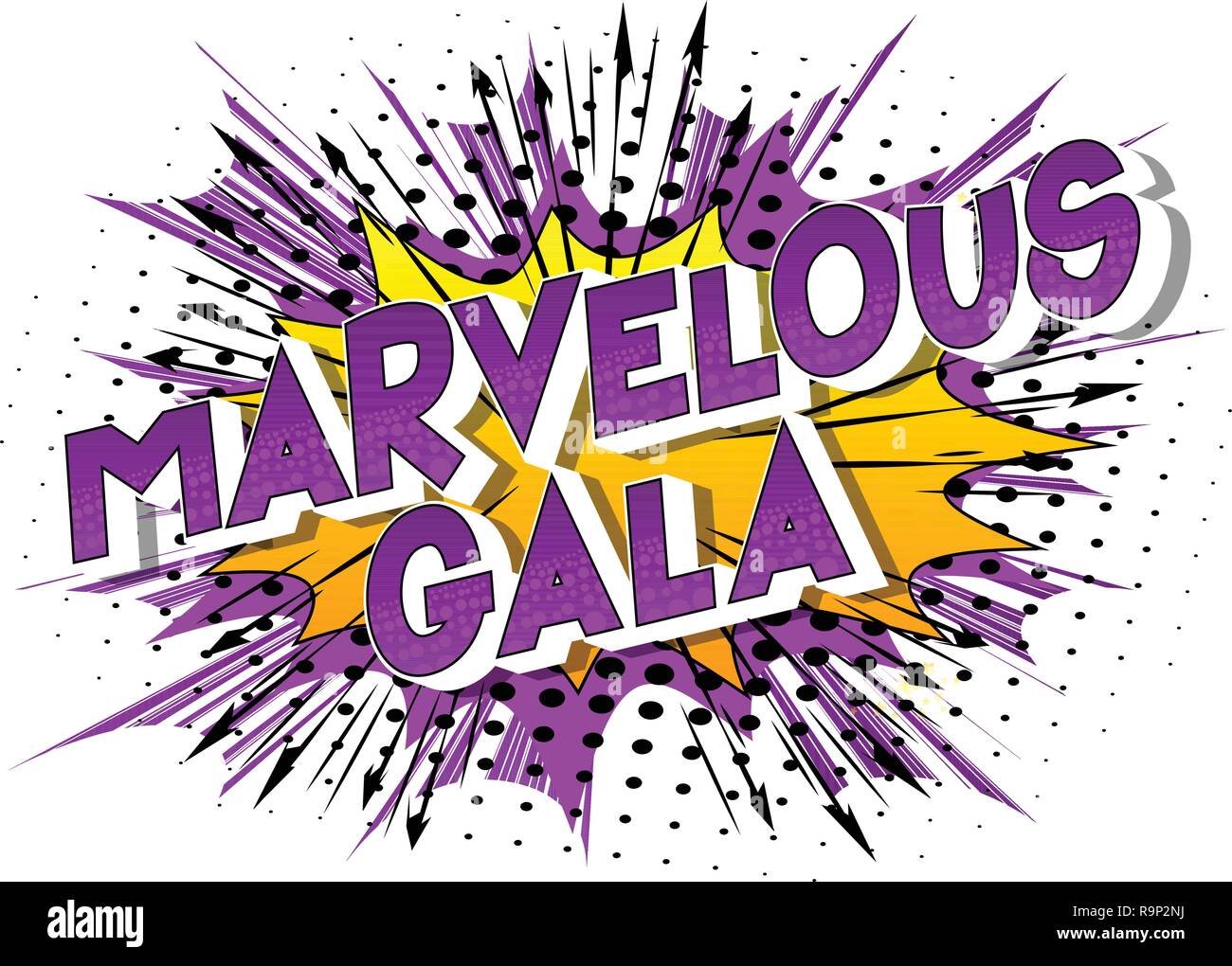 Marvelous Gala - Vector illustrated comic book style phrase on abstract ...