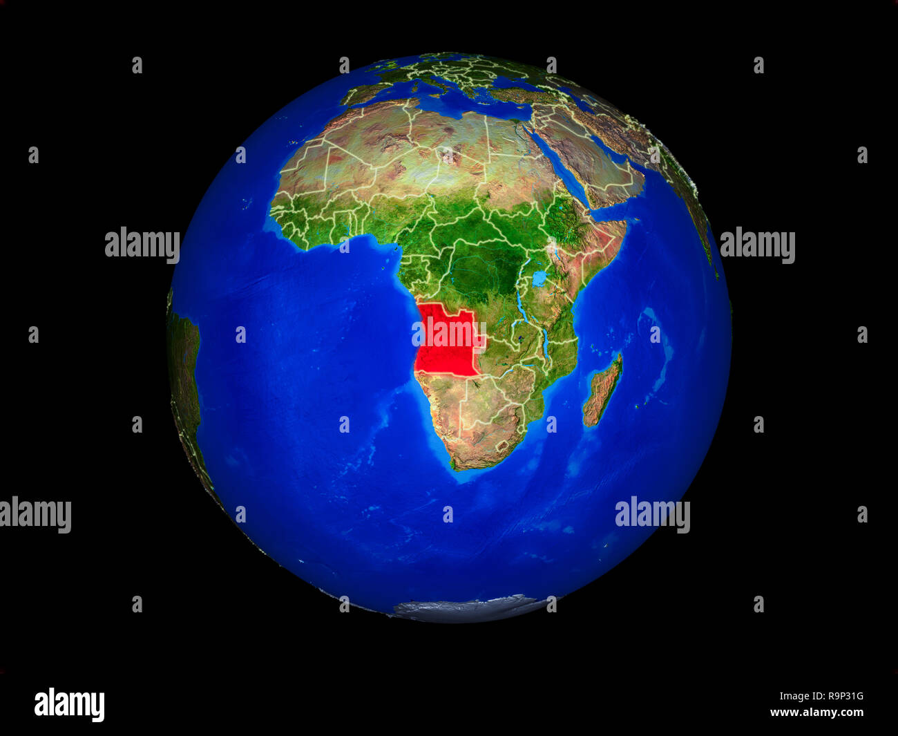 3d map angola borders hi-res stock photography and images - Alamy