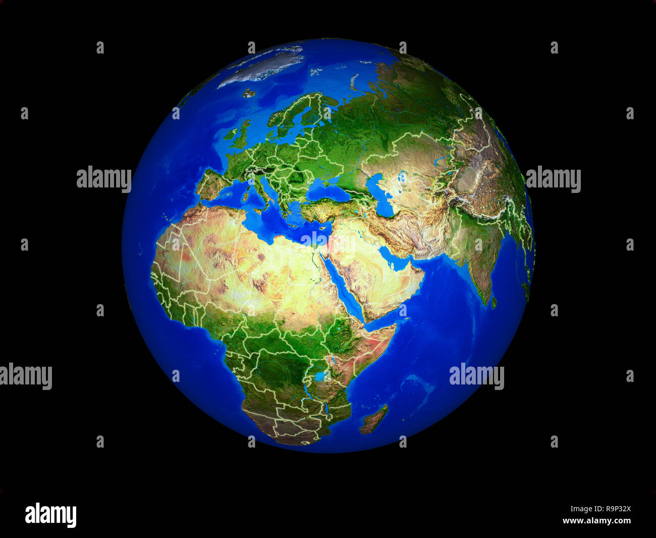 Israel on planet planet Earth with country borders. Extremely detailed ...