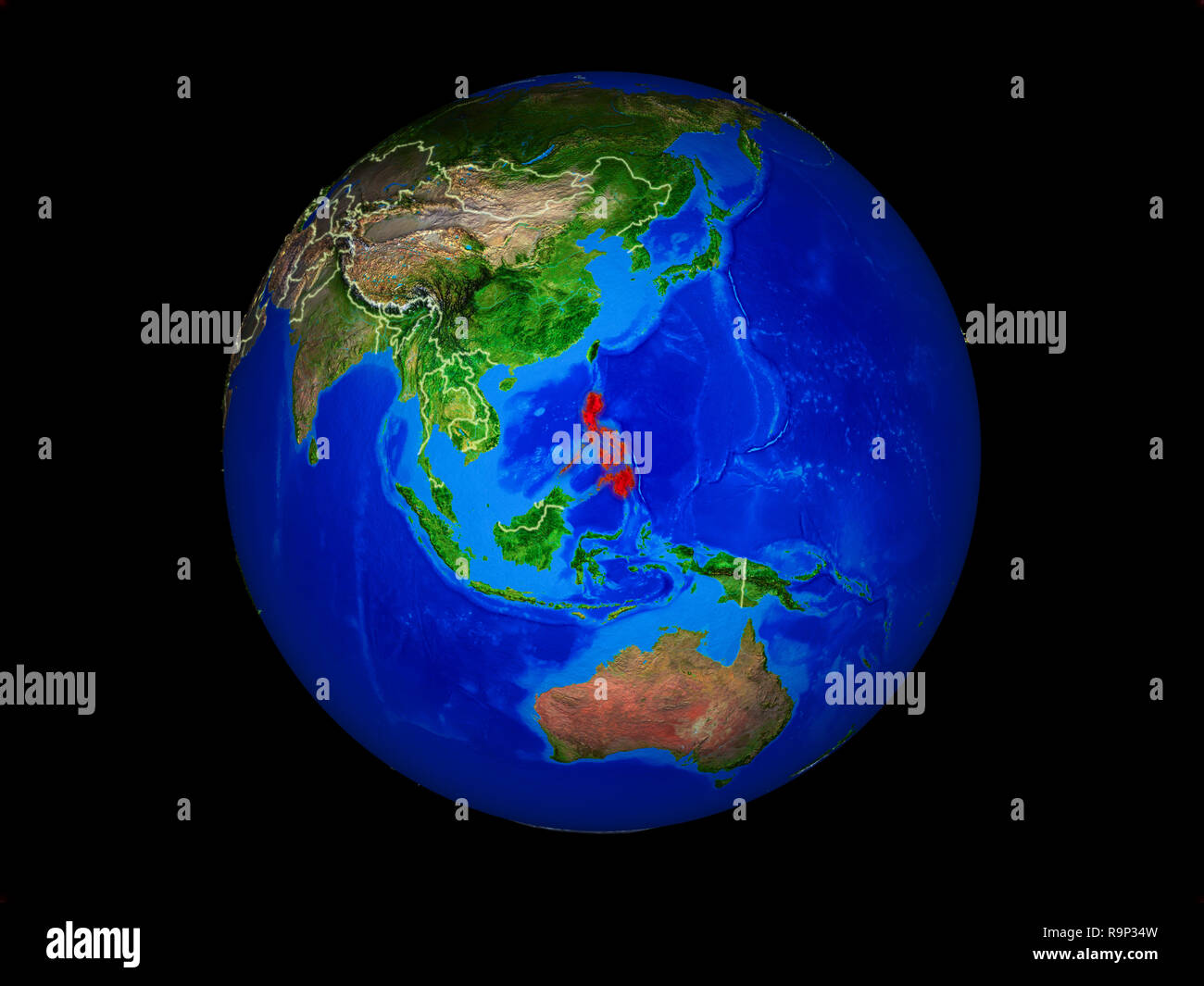 Philippines on planet planet Earth with country borders. Extremely ...