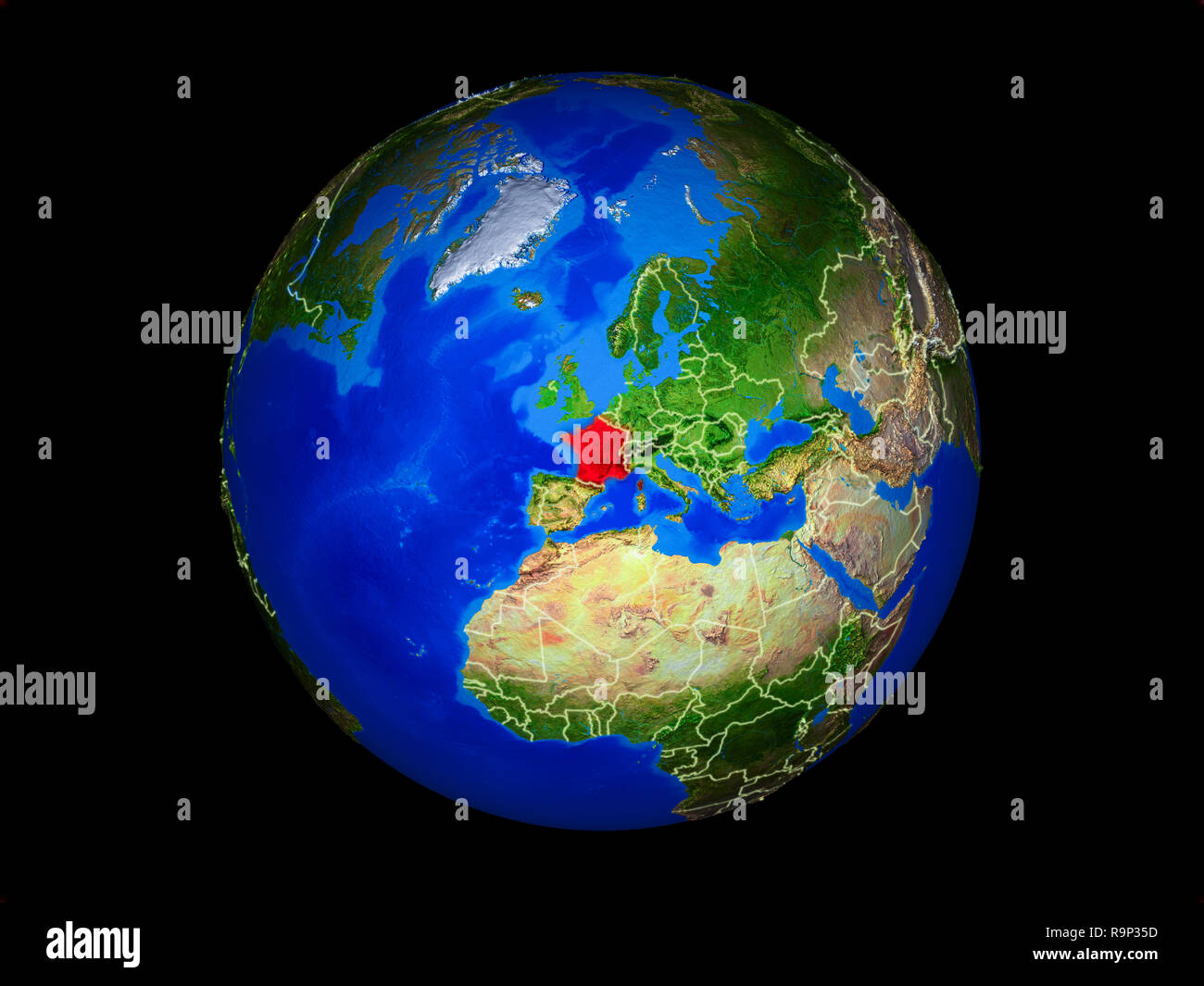 France on planet planet Earth with country borders. Extremely detailed ...