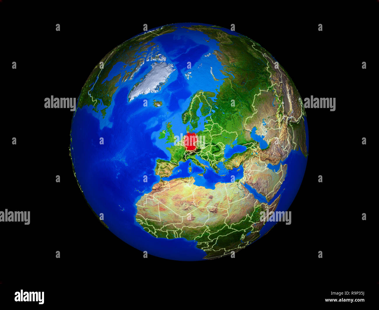 Germany on planet planet Earth with country borders. Extremely detailed ...