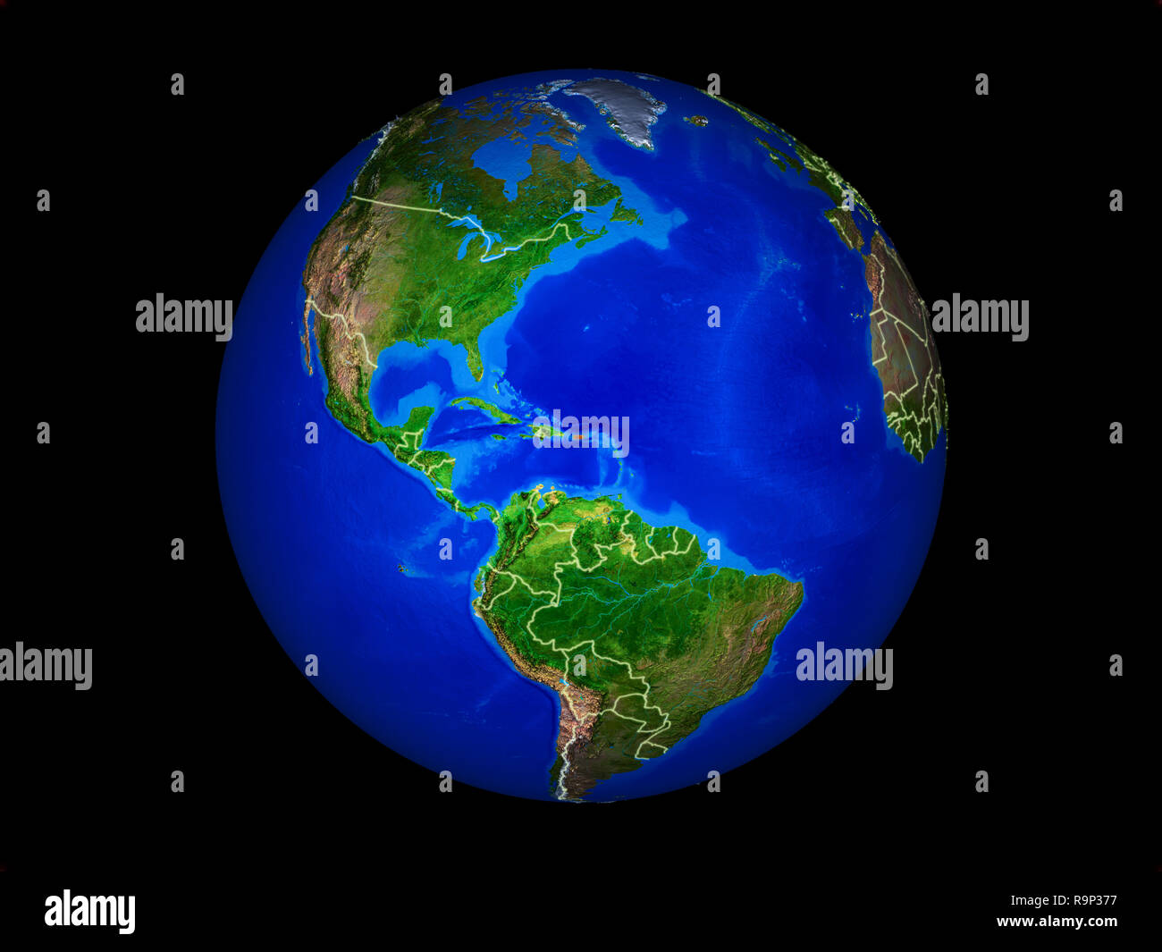 Puerto Rico on planet planet Earth with country borders. Extremely ...