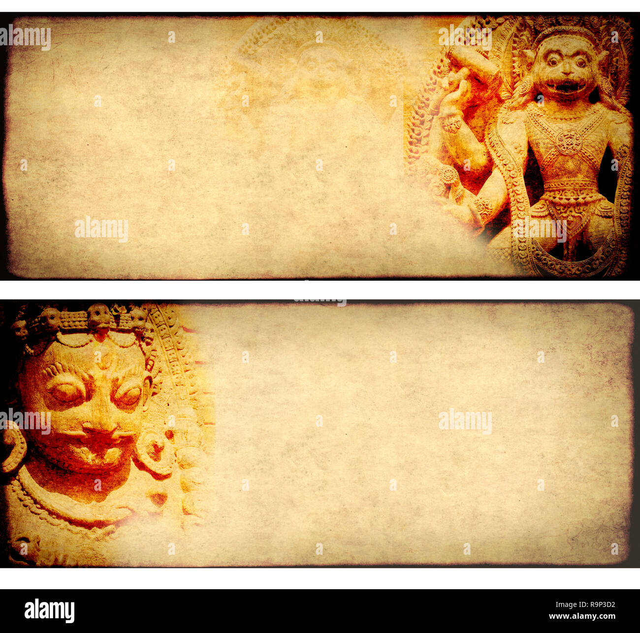 Collection of grunge background with paper texture and landmarks of ...