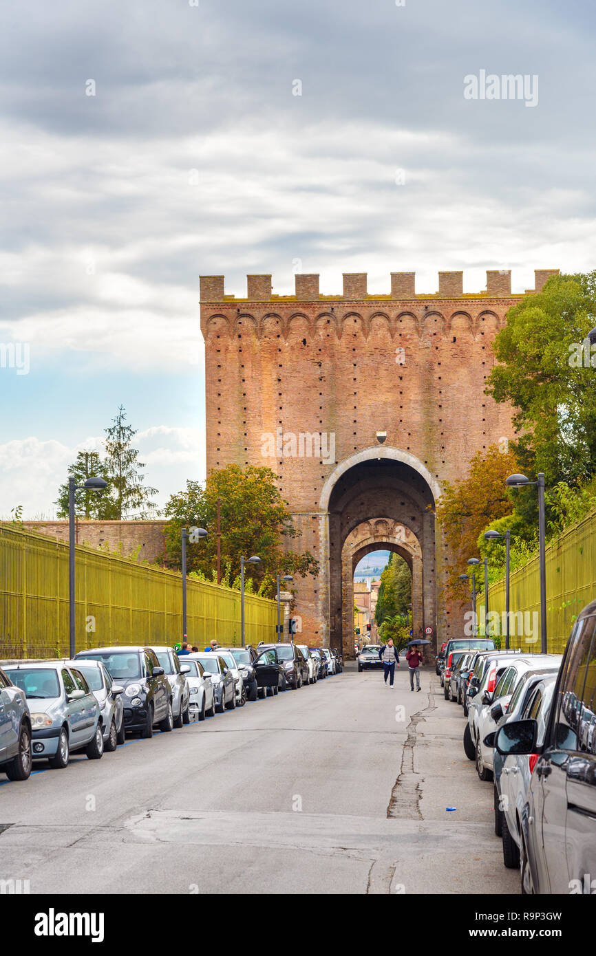 Siena, Italy - October 02, 2018: View of Porta Romana Gate in Siena ...