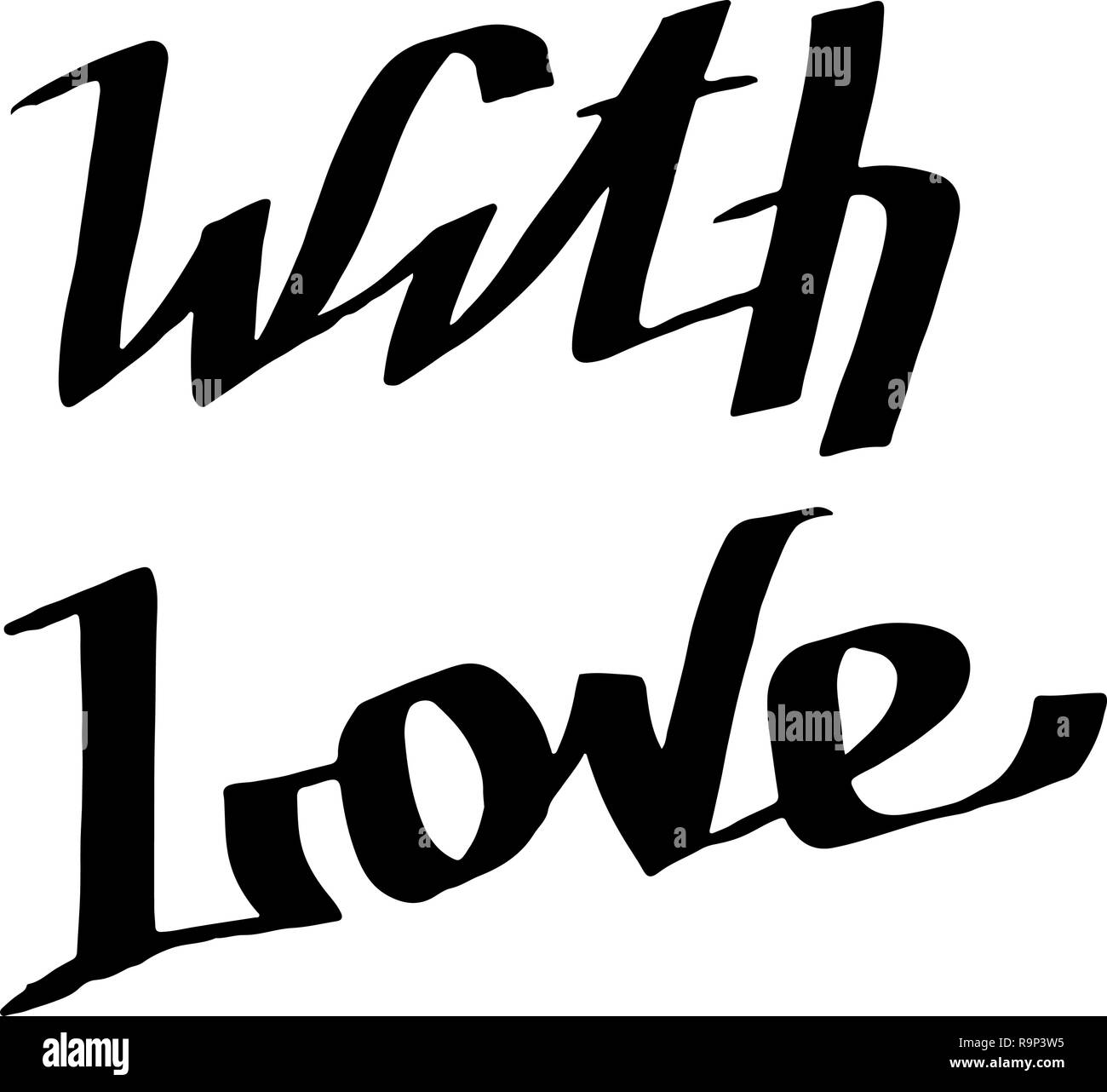 Vector With Love handwriting monogram calligraphy. Black and white ...