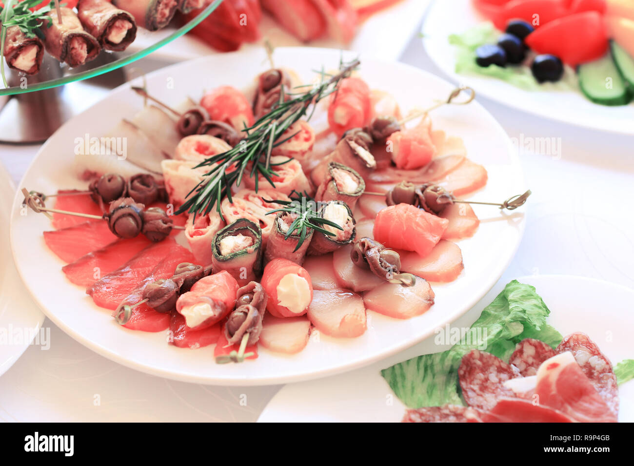 catering table set service with silverware and glass stemware at ...
