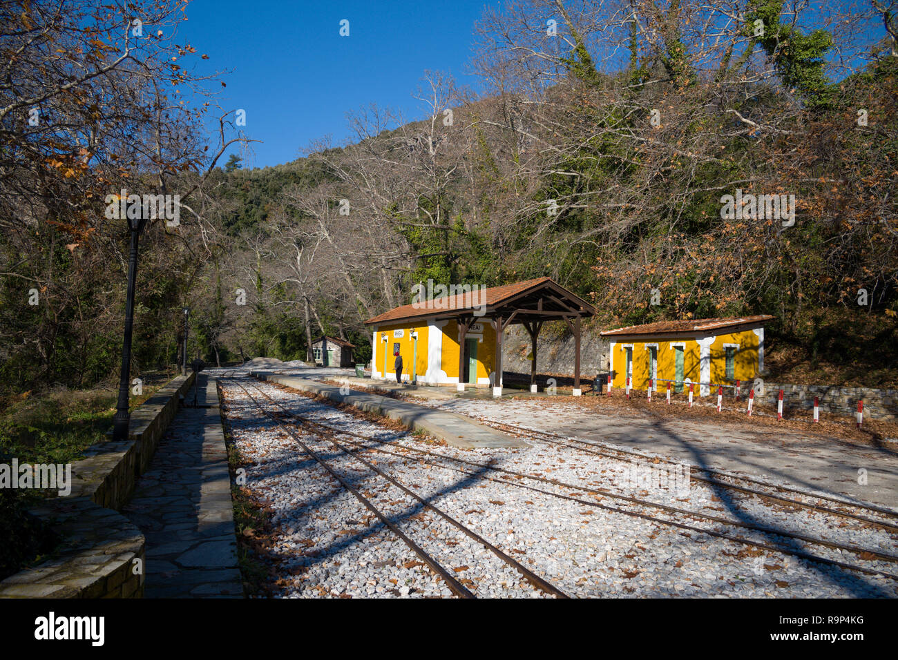 The traditional train station in Milies , Magnesia Greece Stock Photo ...