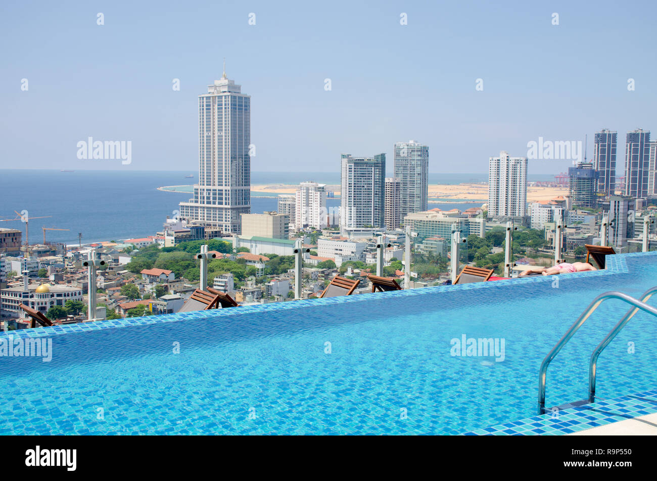 pool in hotel overlooking the capital of Colombo in Sri Lanka Stock ...