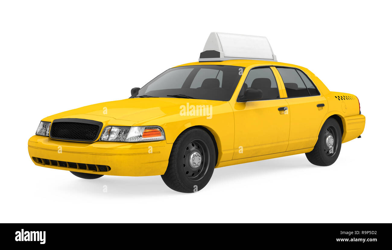 Yellow Taxi Isolated Stock Photo - Alamy
