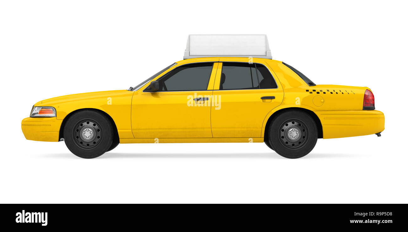 Yellow Taxi Isolated Stock Photo - Alamy