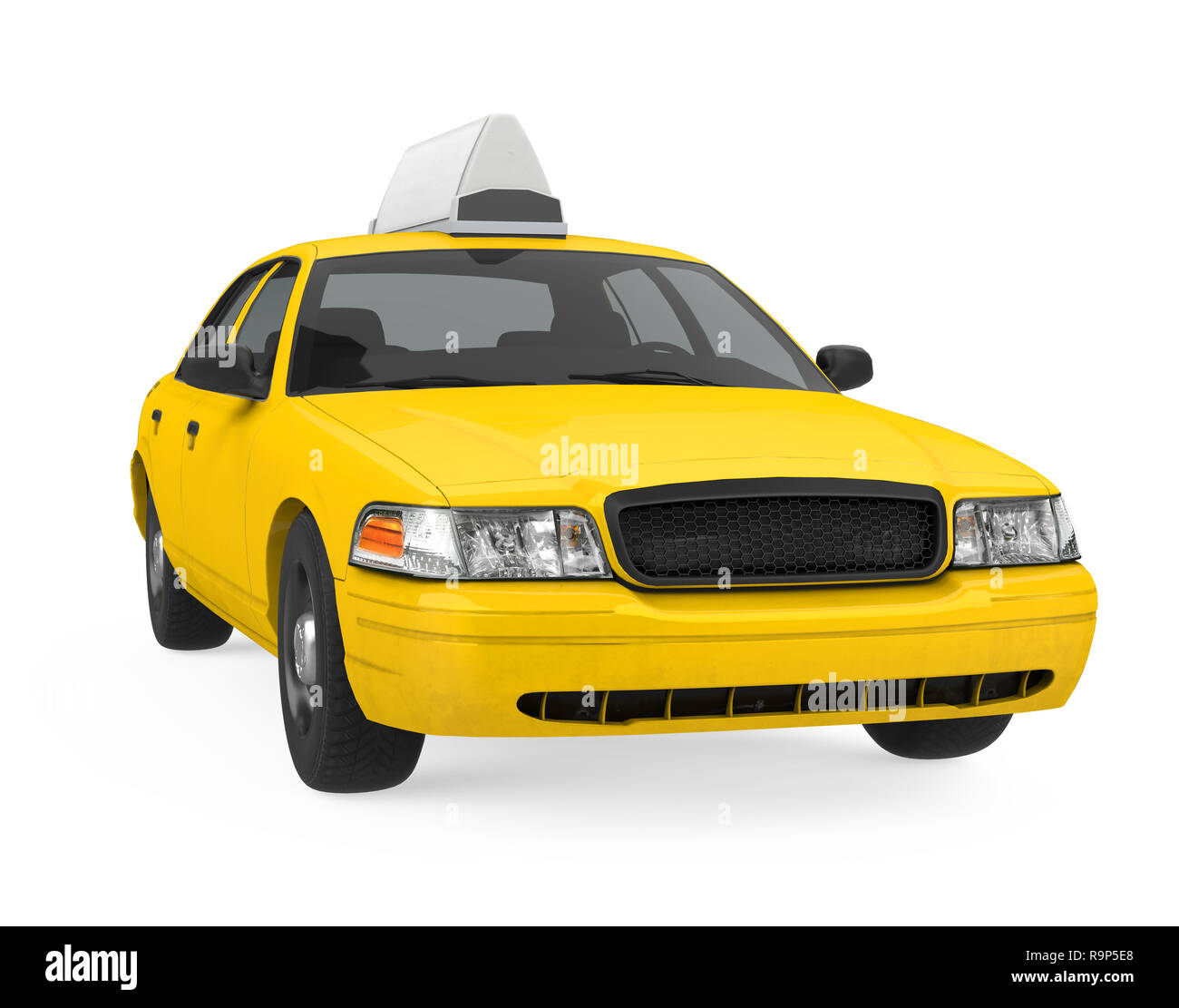 Yellow Taxi Isolated Stock Photo - Alamy