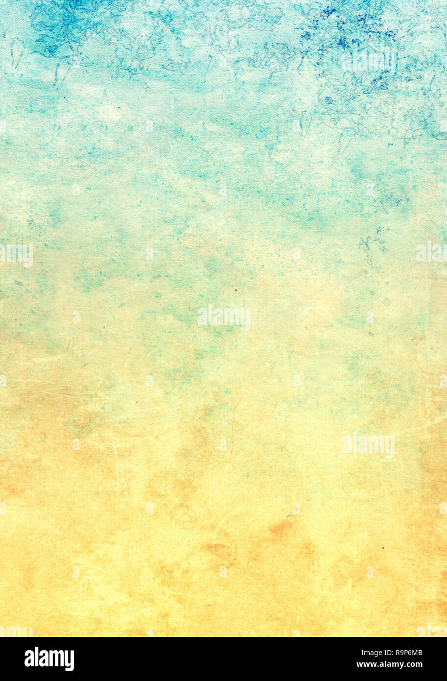 Grunge background with texture of old soiled paper of yellow and blue ...
