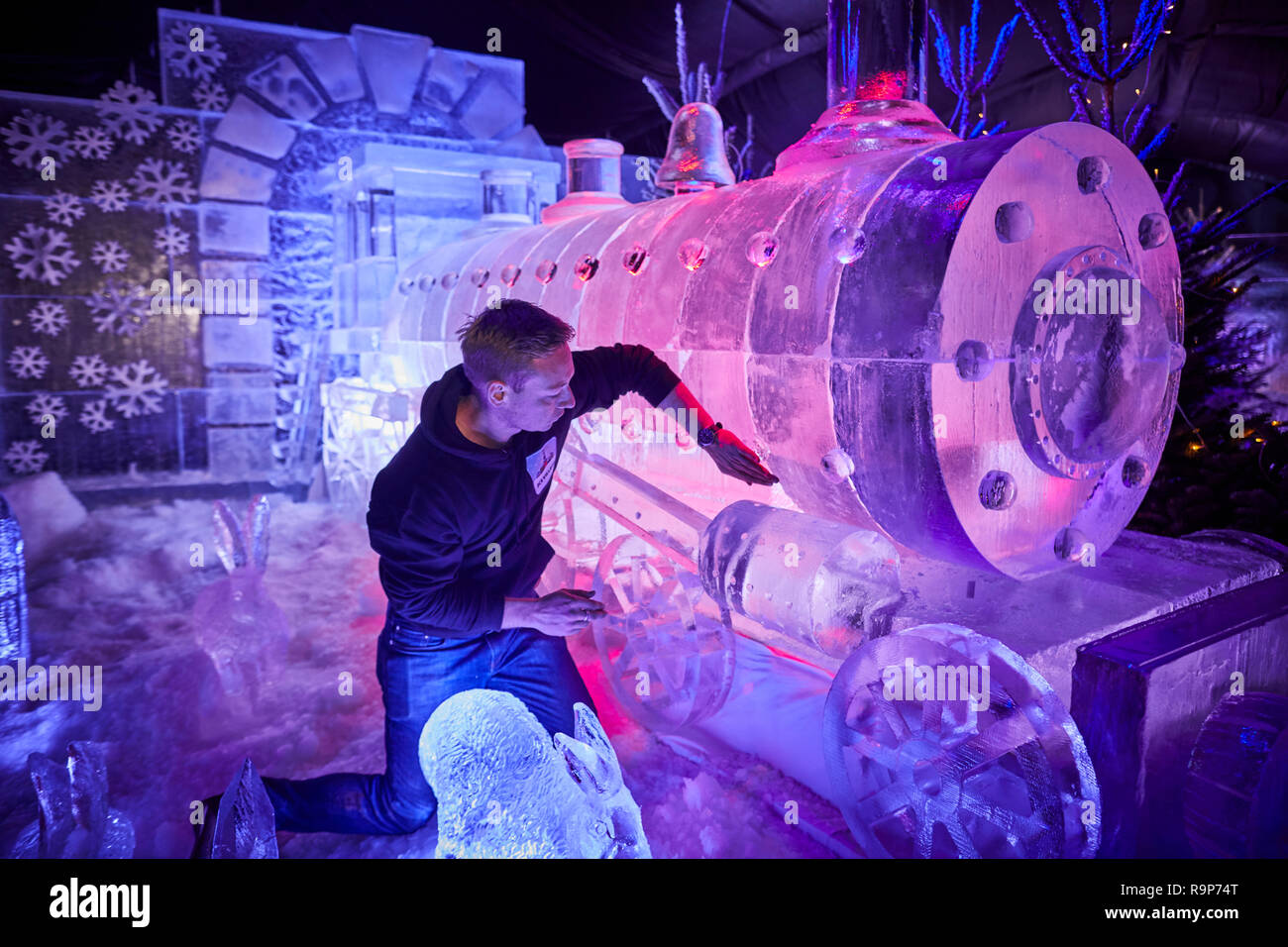 Britain's first ever Ice Village in manchester , a sculptor making ...