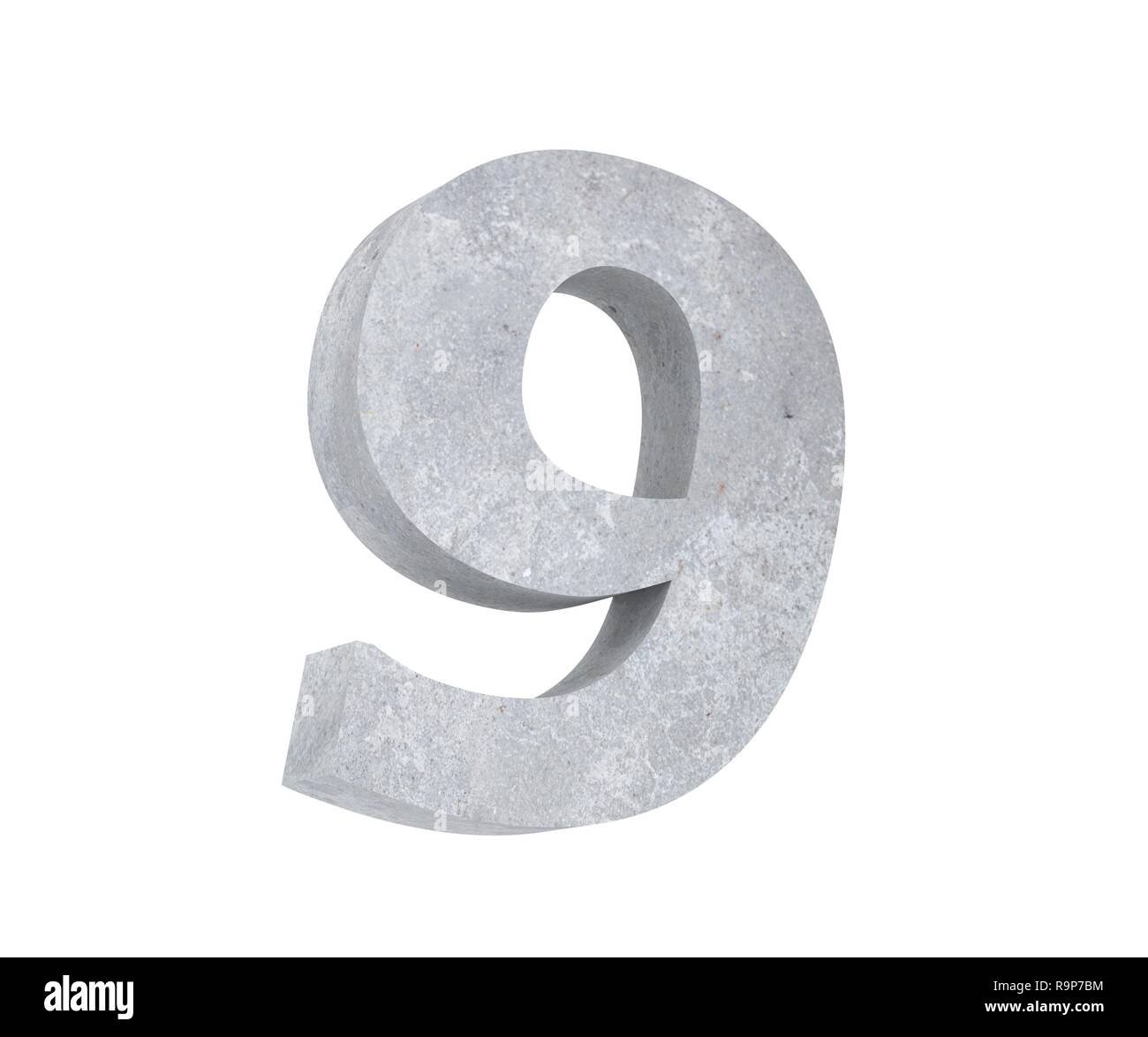 3D rendering concrete number 9 nine. 3D render Illustration Stock Photo ...