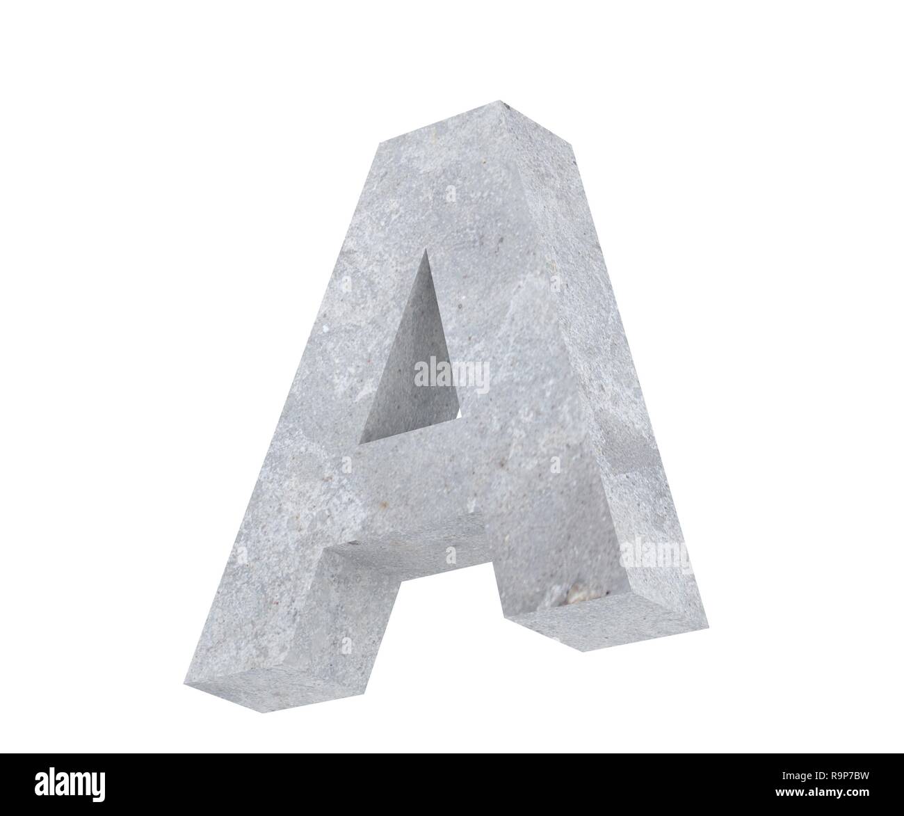 Concrete Capital Letter - A isolated on white background. 3D render ...