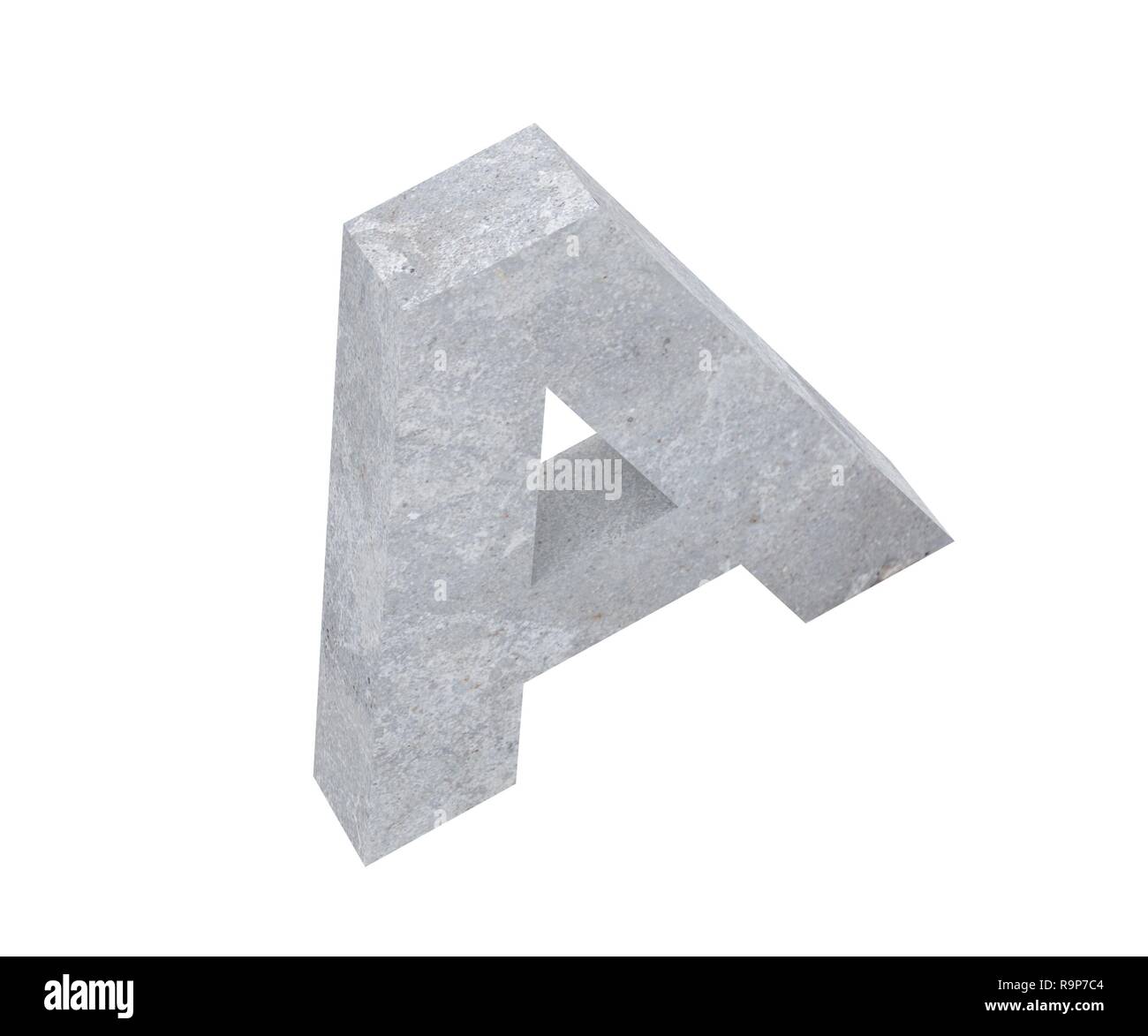 Concrete Capital Letter - A isolated on white background. 3D render ...