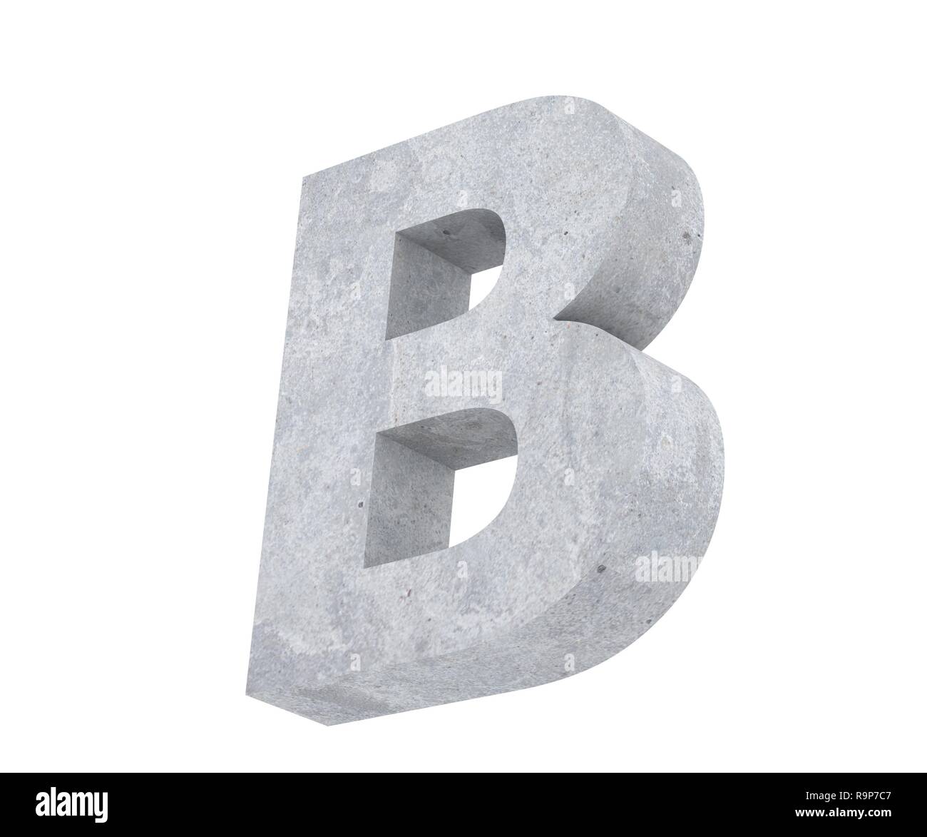Concrete Capital Letter - B isolated on white background. 3D render ...