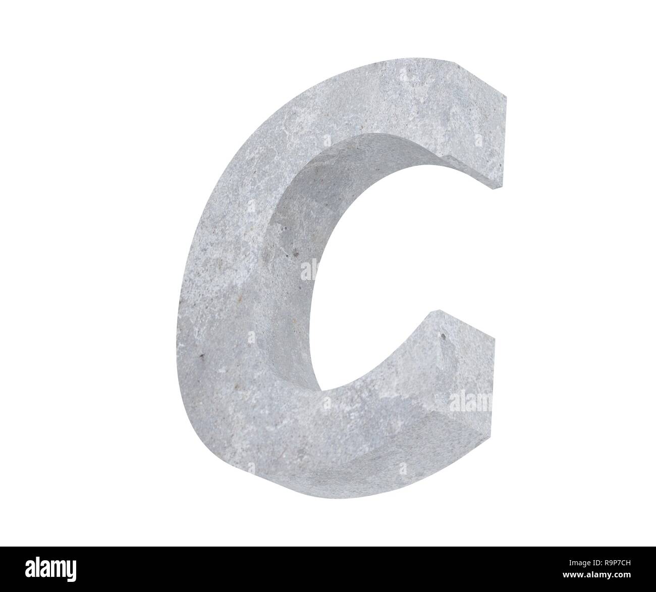 Concrete Capital Letter - C isolated on white background. 3D render ...