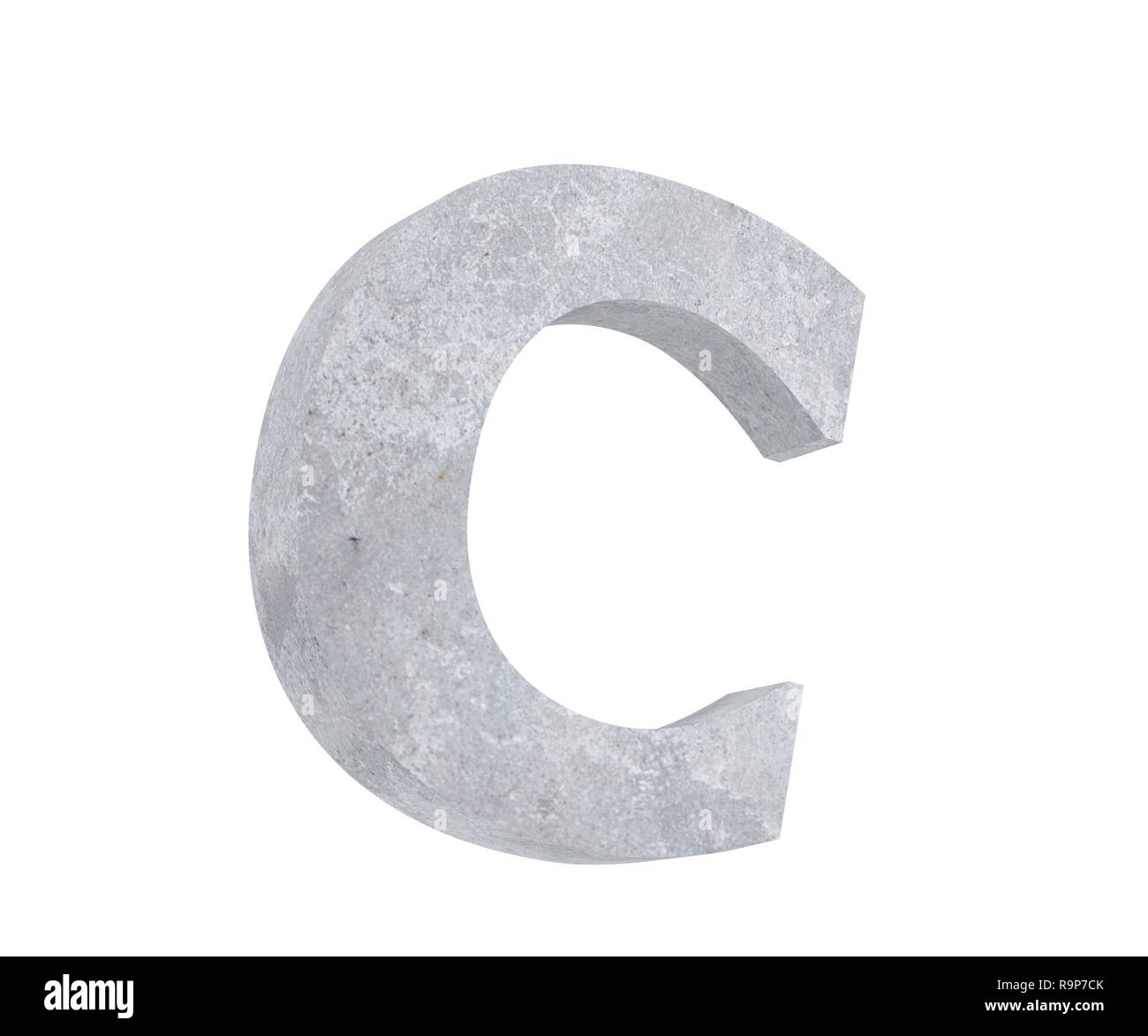 Concrete Capital Letter - C isolated on white background. 3D render ...