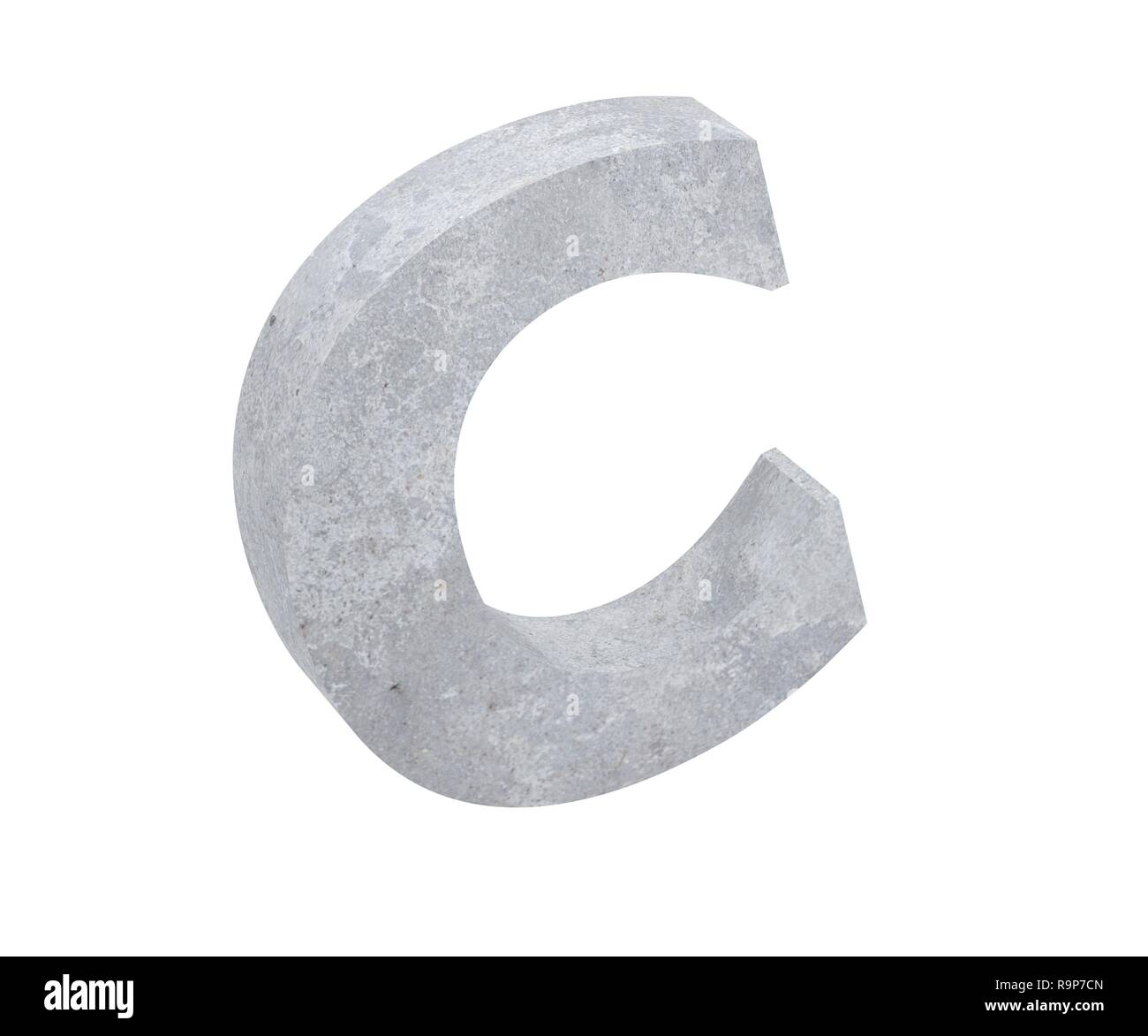 Concrete Capital Letter - C isolated on white background. 3D render ...