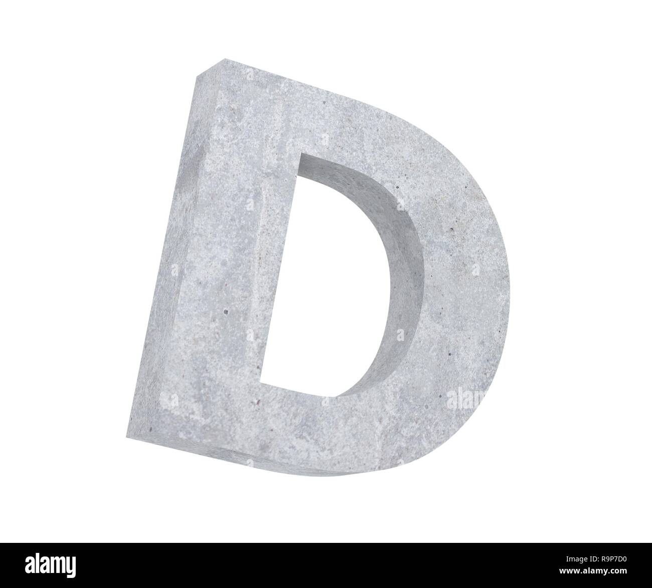 Concrete Capital Letter - D isolated on white background. 3D render ...