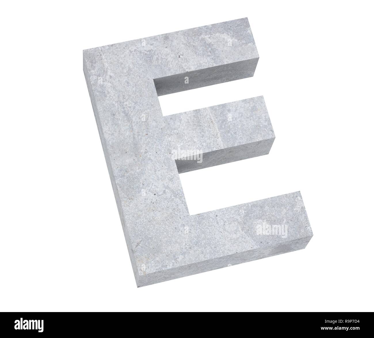 Concrete Capital Letter - E isolated on white background. 3D render ...