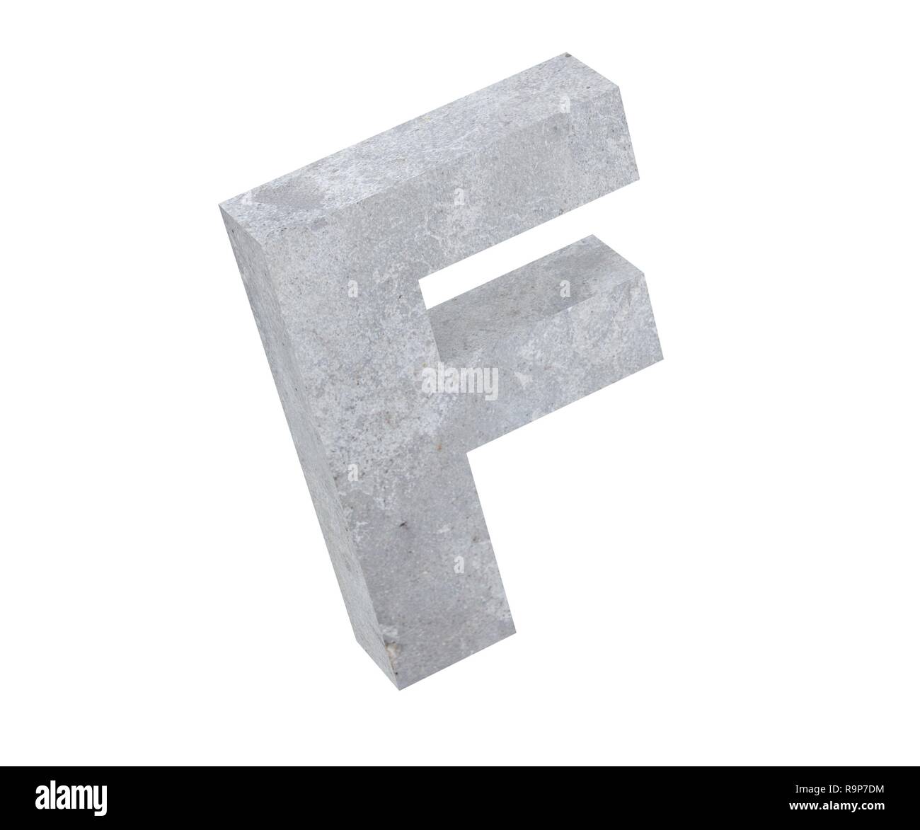 Concrete Capital Letter - F isolated on white background. 3D render ...