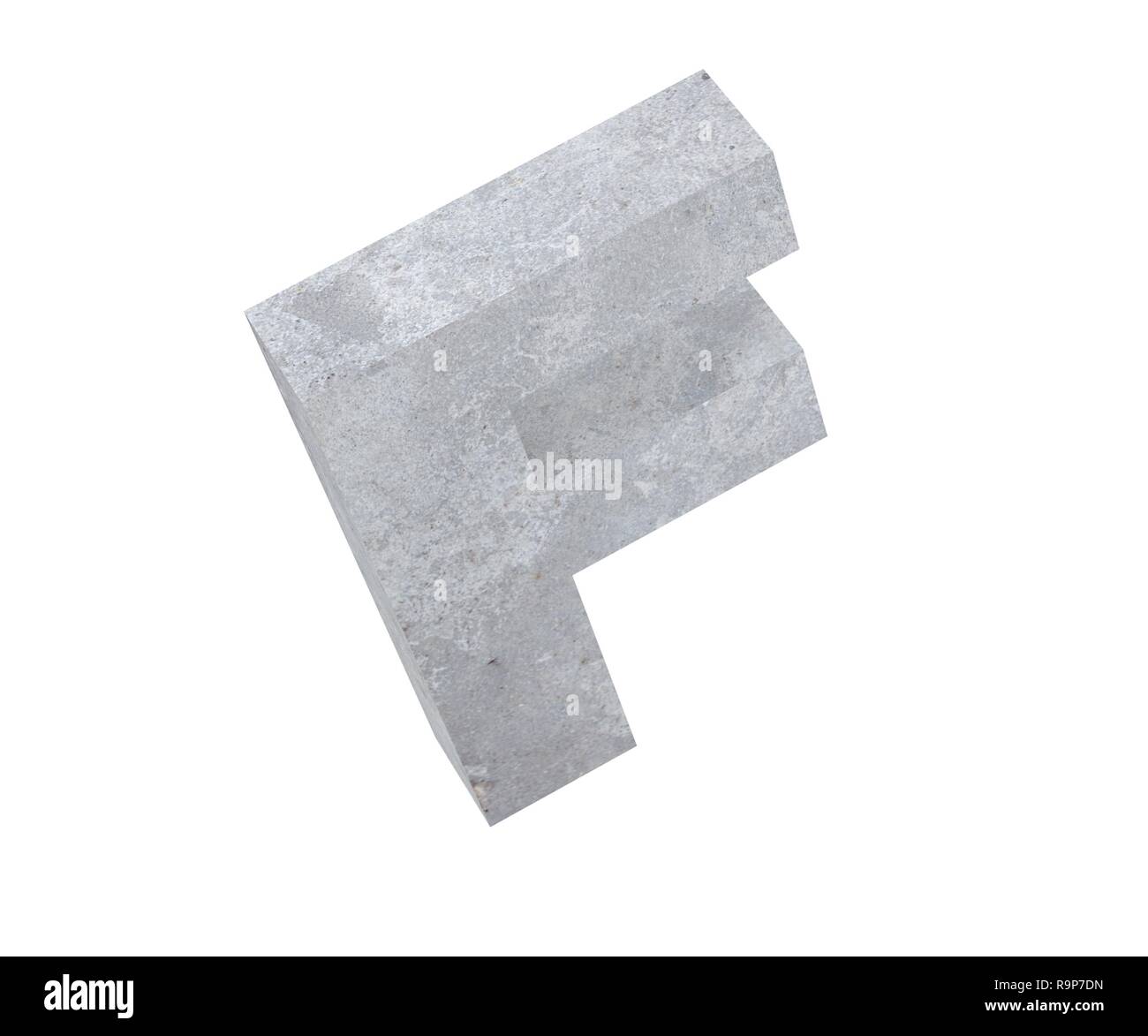 Concrete Capital Letter - F isolated on white background. 3D render ...