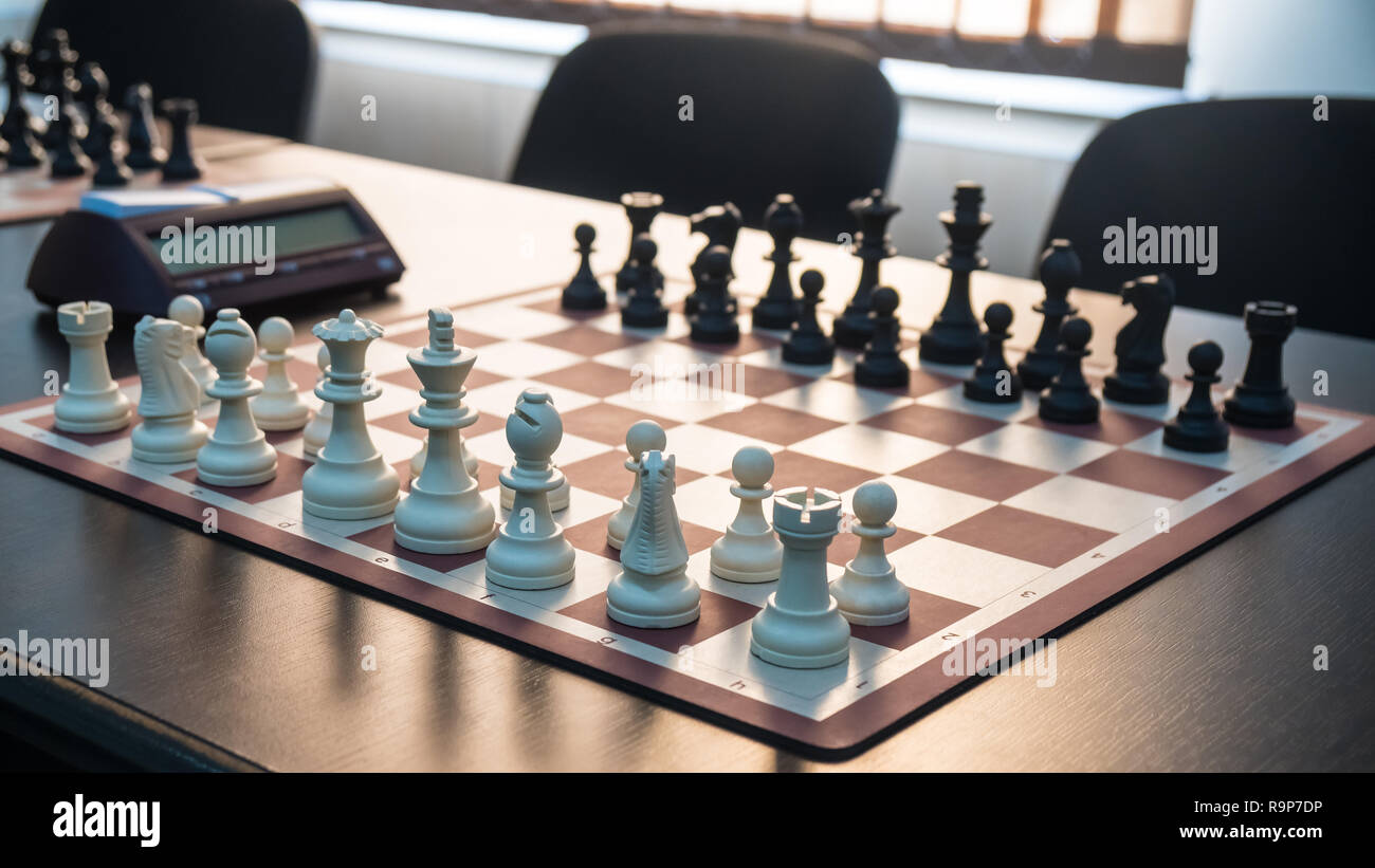 Chess pieces on chessboard before hi-res stock photography and images ...