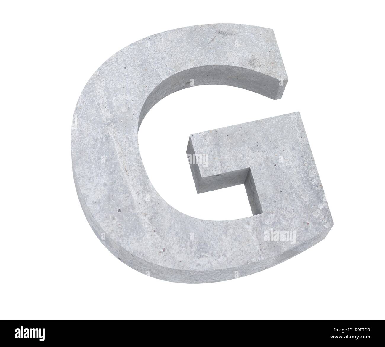 Concrete Capital Letter - G isolated on white background. 3D render ...