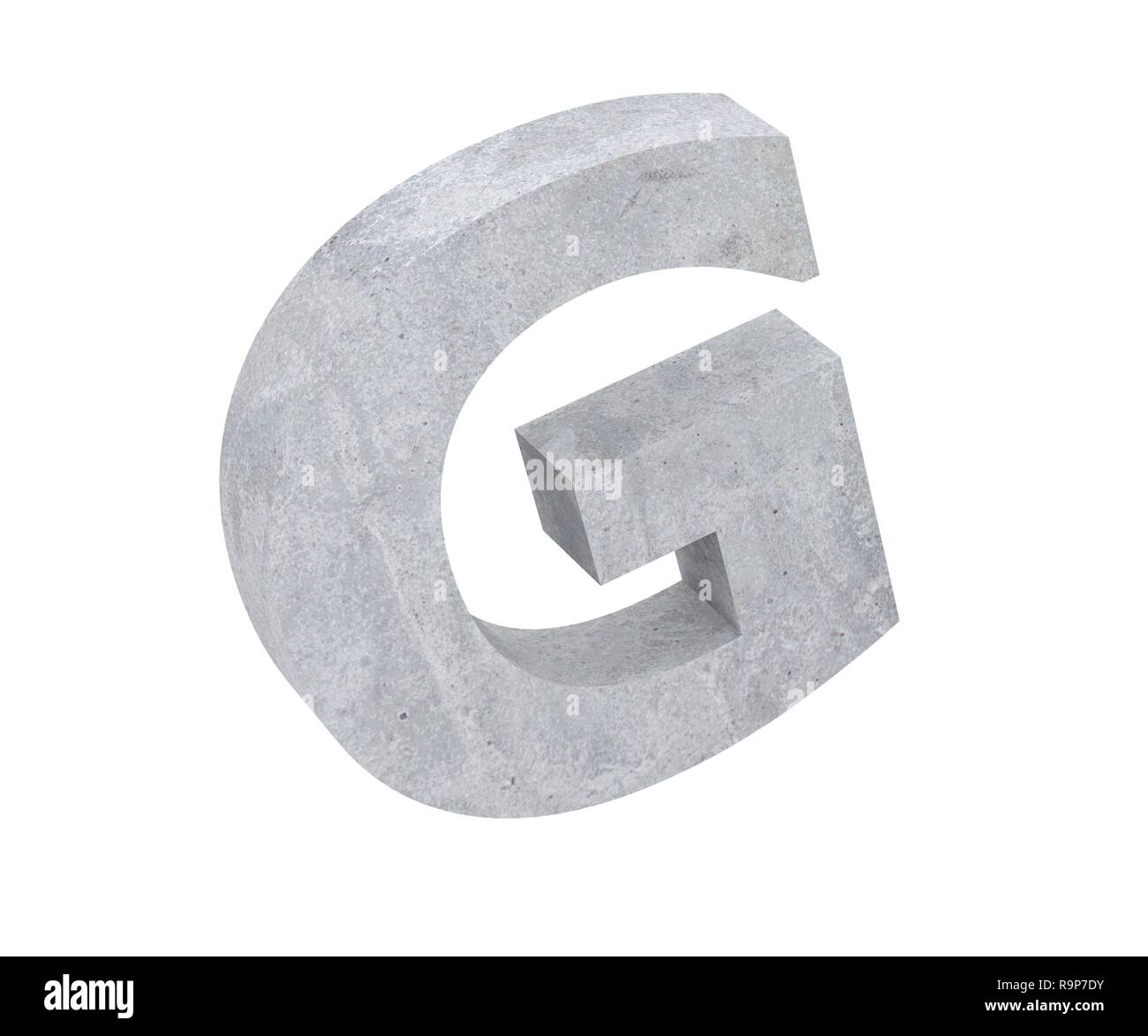 Concrete Capital Letter - G isolated on white background. 3D render ...
