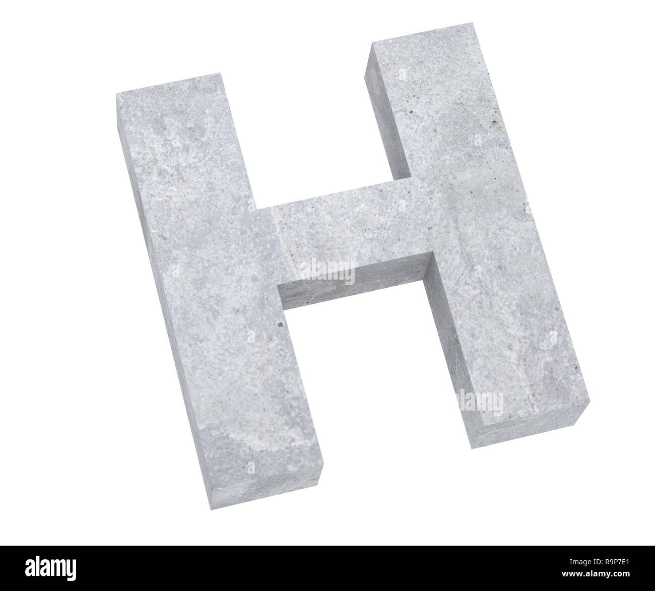 Concrete Capital Letter - H isolated on white background. 3D render ...