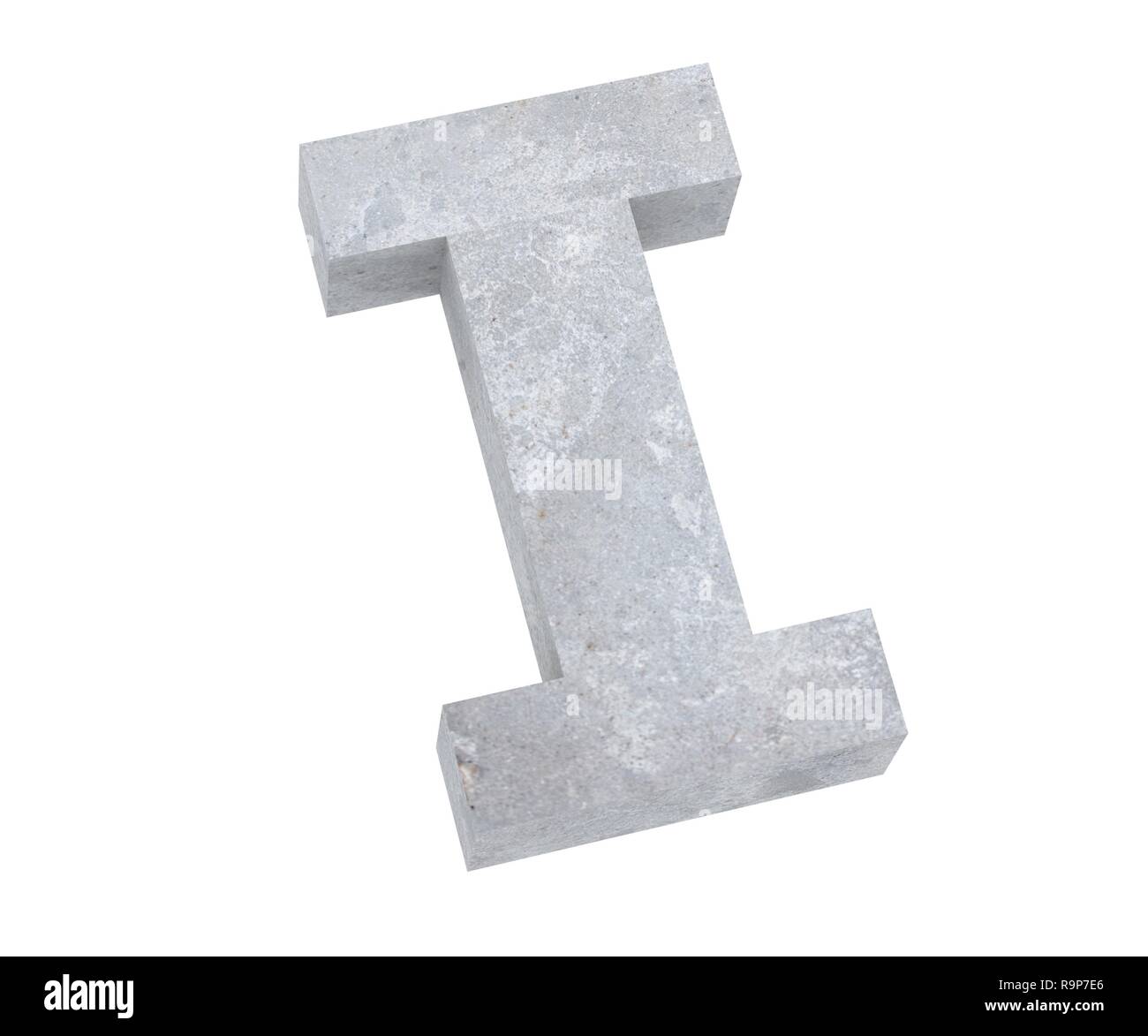 Concrete Capital Letter - I isolated on white background. 3D render ...