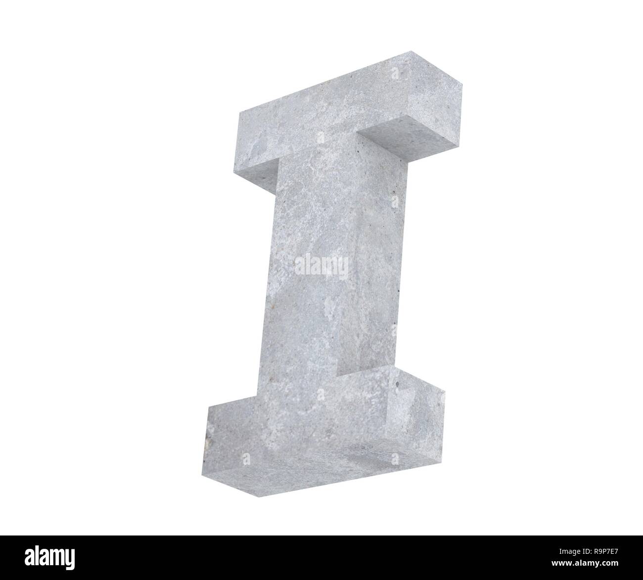 Concrete Capital Letter - I isolated on white background. 3D render ...