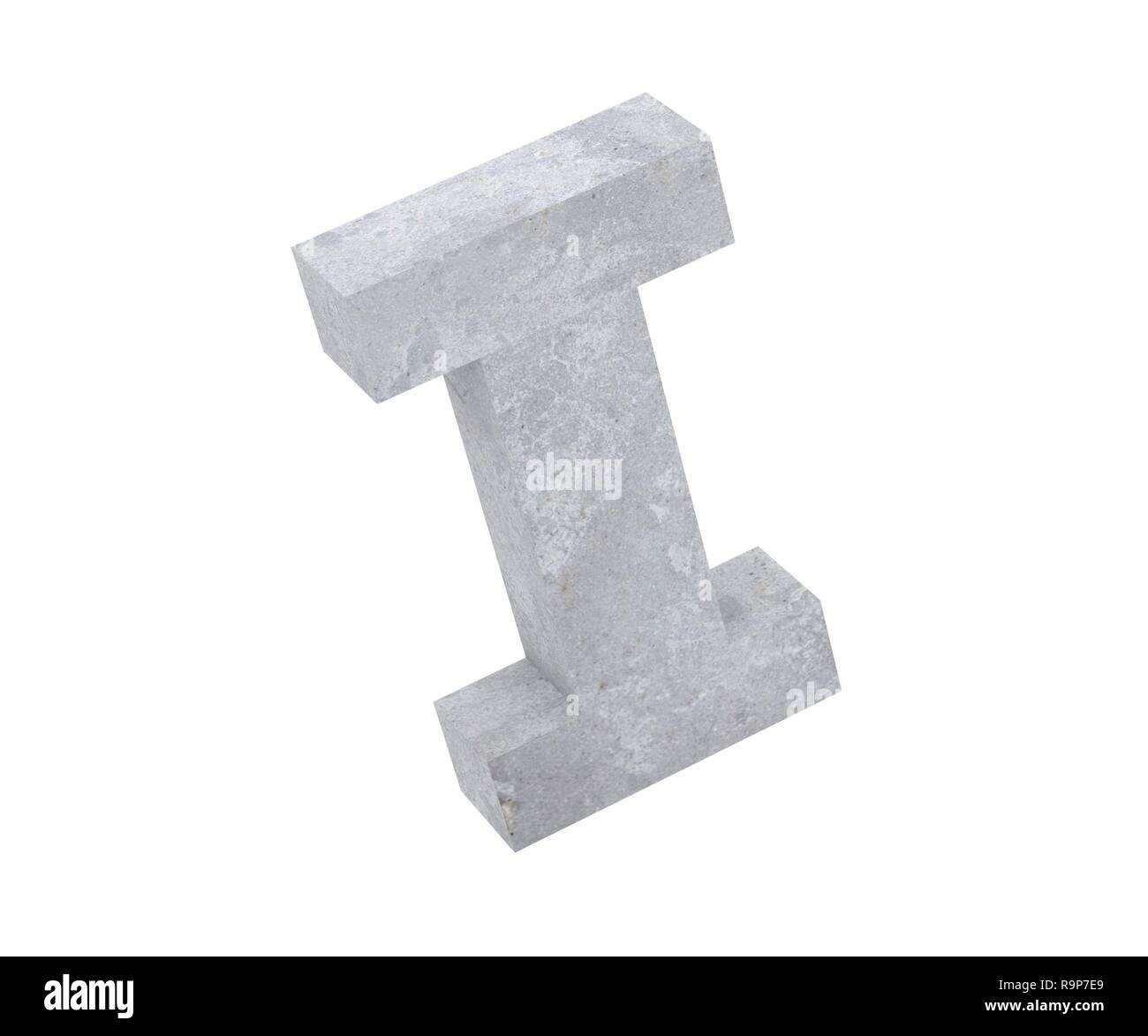 Concrete Capital Letter - I isolated on white background. 3D render ...