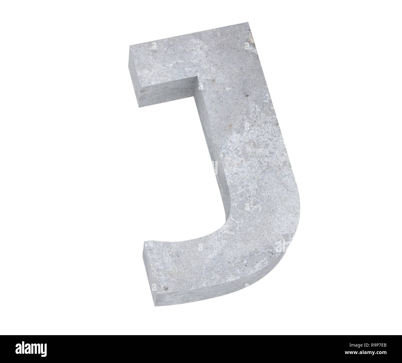 Concrete Capital Letter - J isolated on white background. 3D render ...
