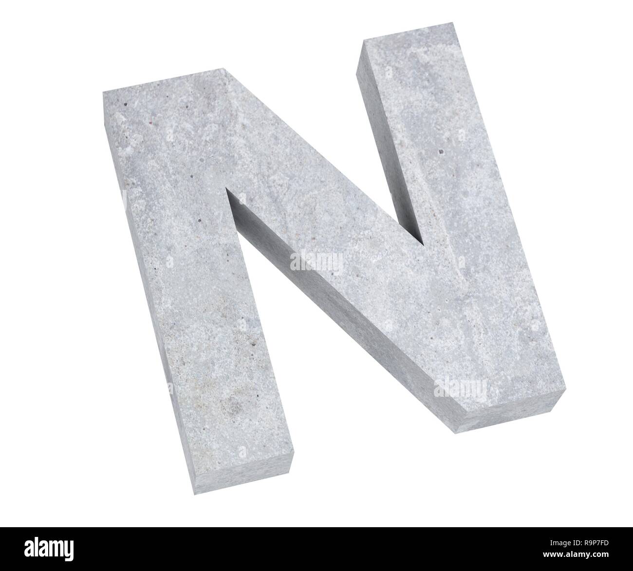 Concrete Capital Letter - N isolated on white background. 3D render ...