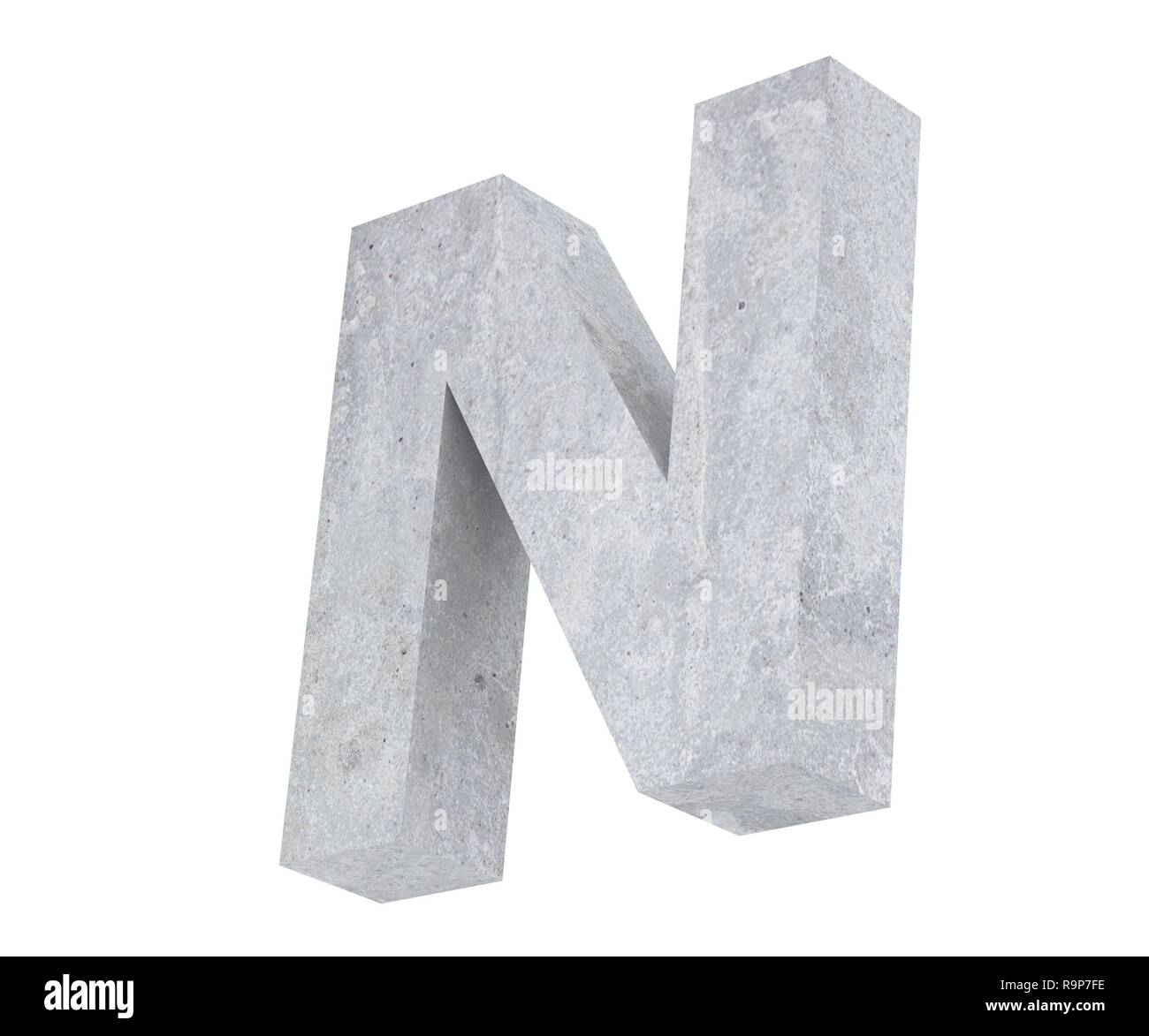 Concrete Capital Letter - N isolated on white background. 3D render ...