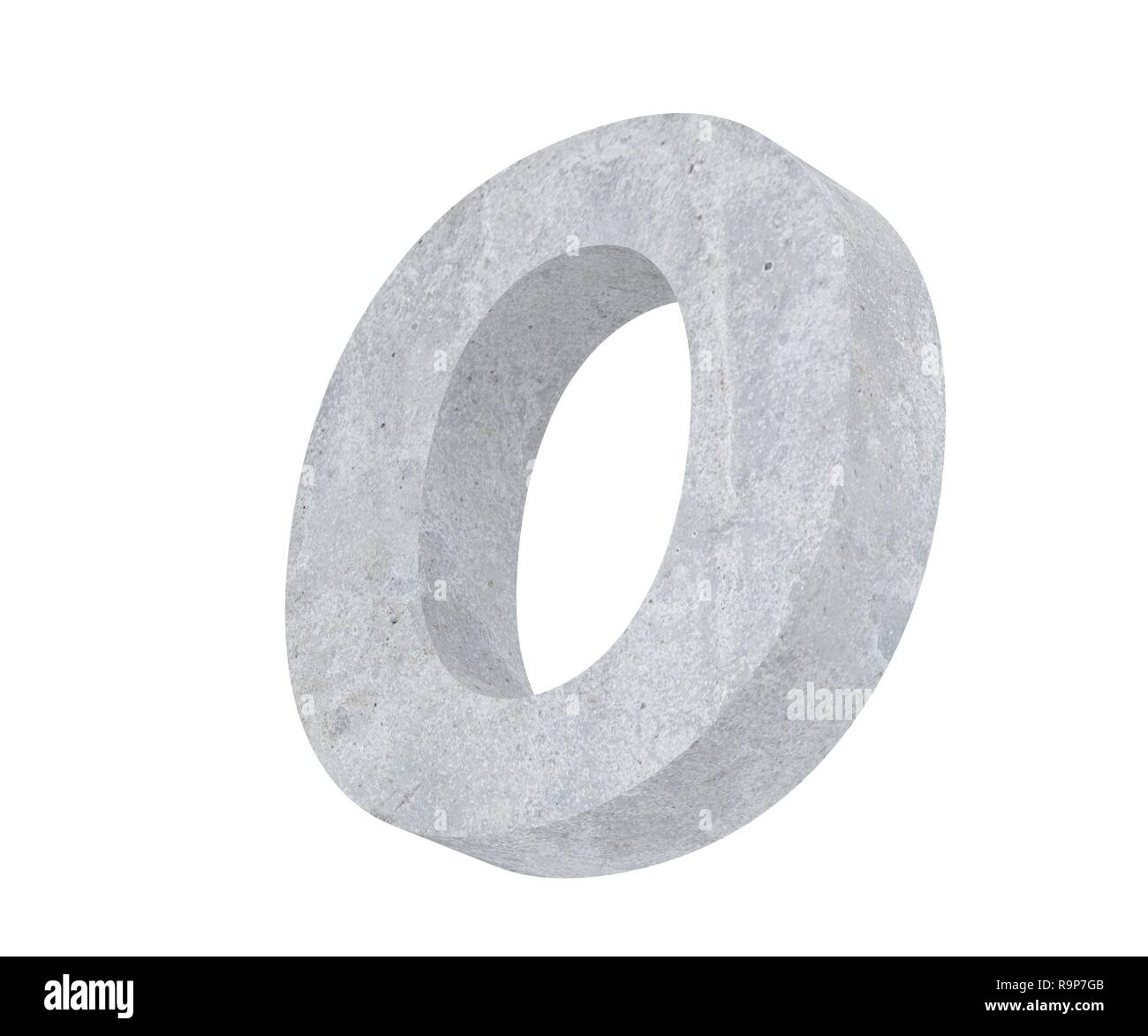 Concrete Capital Letter - O isolated on white background. 3D render ...