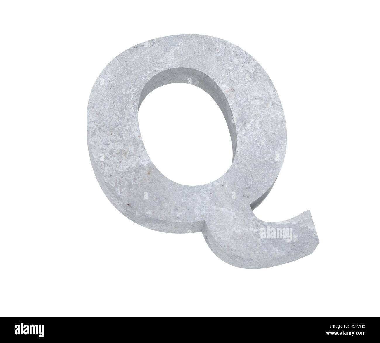 Concrete Capital Letter - Q isolated on white background. 3D render ...