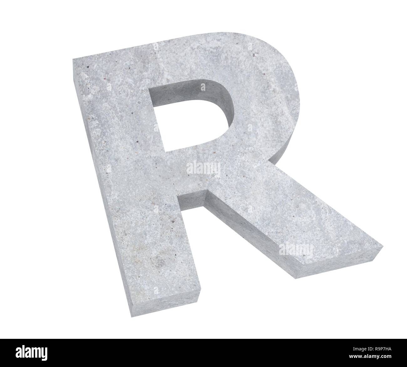 Concrete Capital Letter - R isolated on white background. 3D render ...