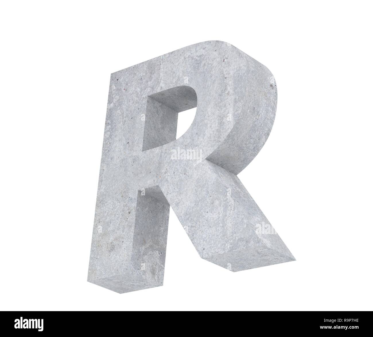 Concrete Capital Letter - R isolated on white background. 3D render ...