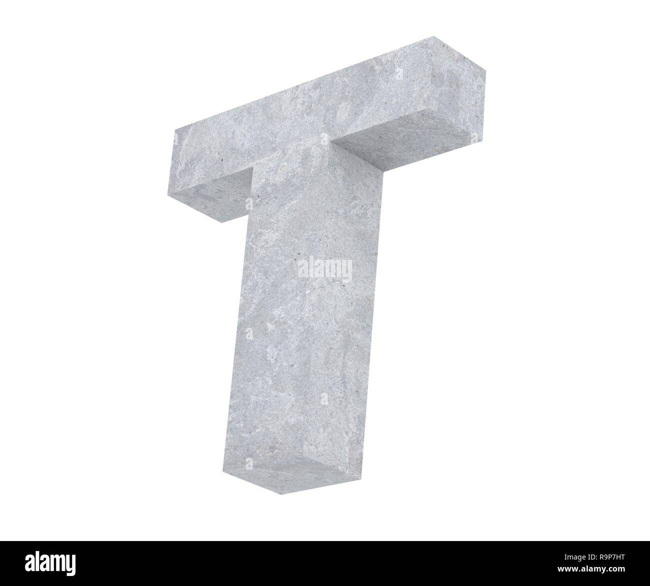 Concrete Capital Letter - T isolated on white background. 3D render ...