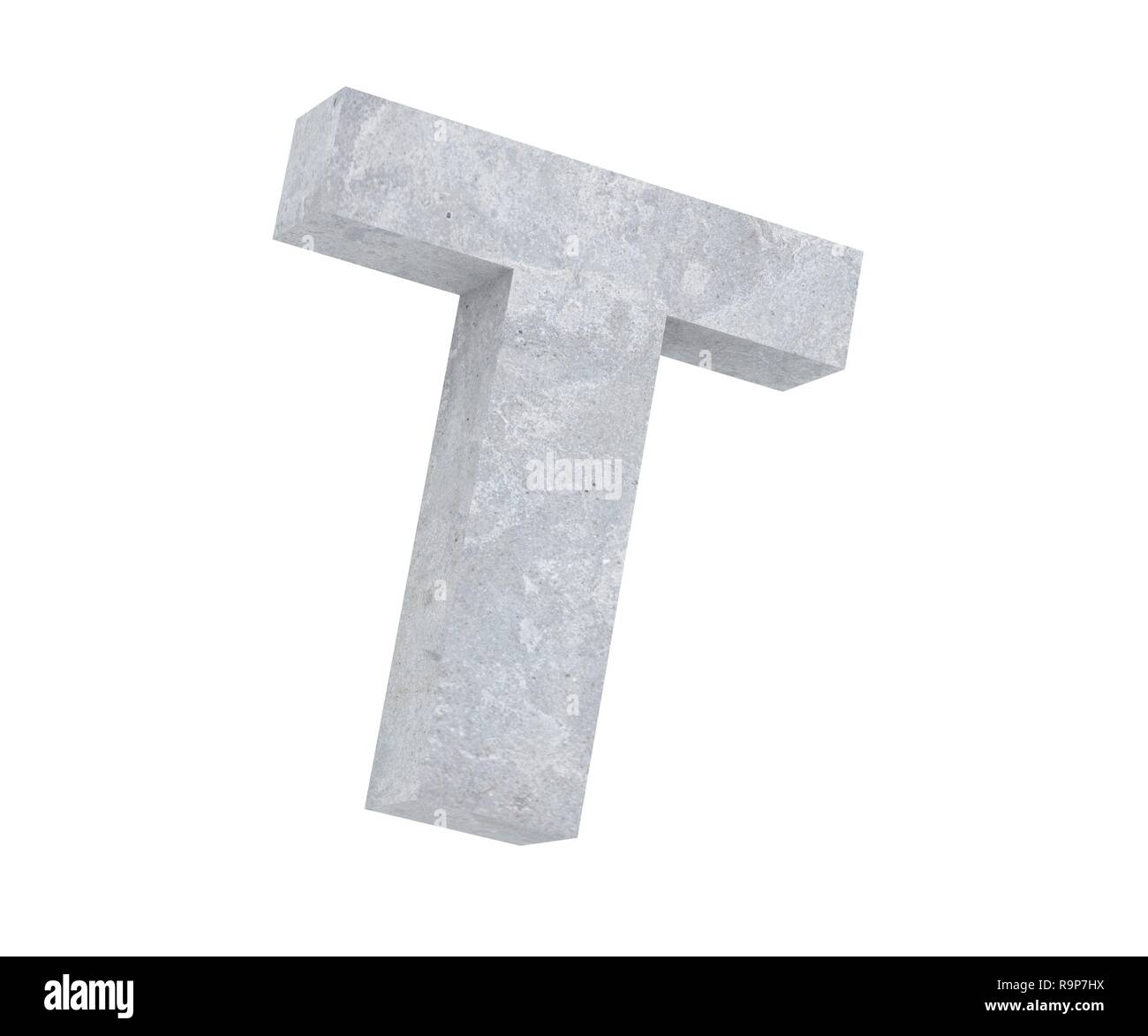 Concrete Capital Letter - T isolated on white background. 3D render ...