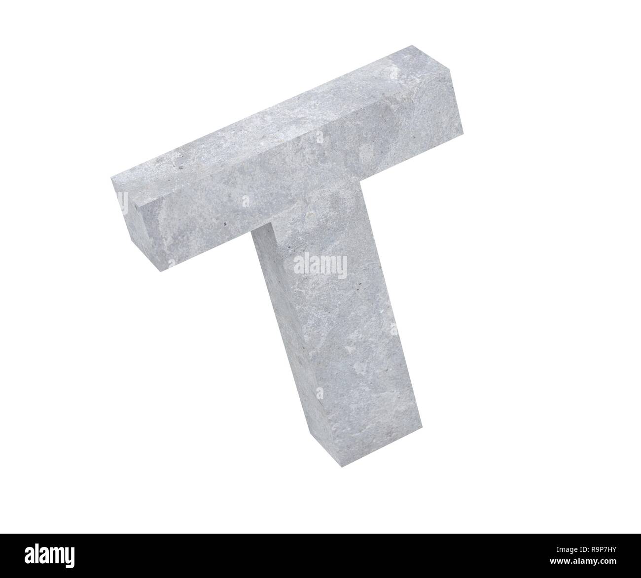 Concrete Capital Letter - T isolated on white background. 3D render ...